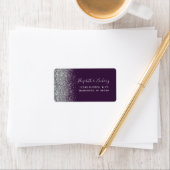 Purple Silver Glitter Wedding RSVP Self-Address Label | Zazzle