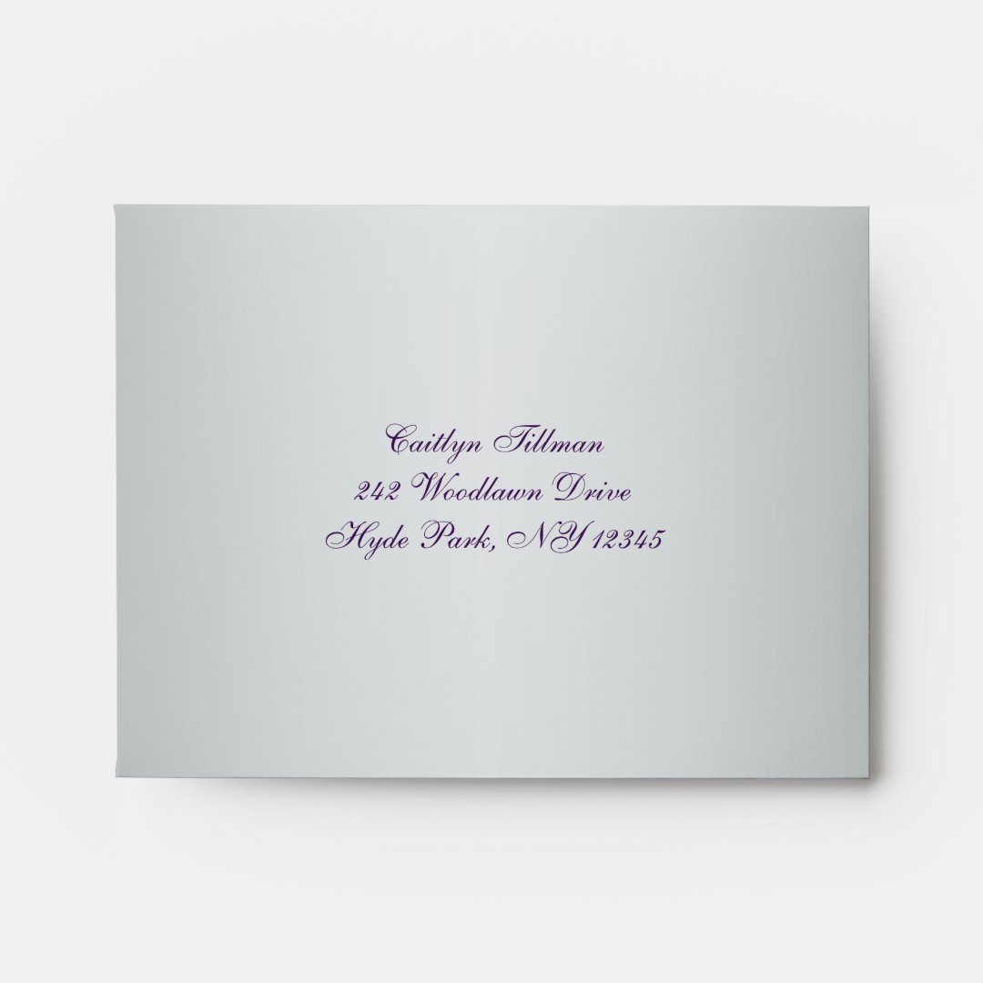 Purple, Silver Gray Floral Envelope for RSVP Card | Zazzle