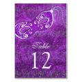 Purple Silver Masquerade Ball Mardi Gras Wedding Table Number | Zazzle