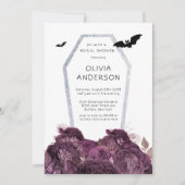 Purple Silver Peony Coffin Bats Bridal Shower Invitation | Zazzle