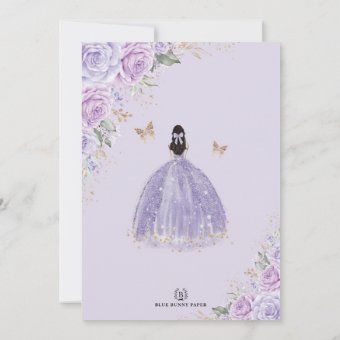 Purple Silver Quinceañera Butterfly Princess Party Invitation | Zazzle