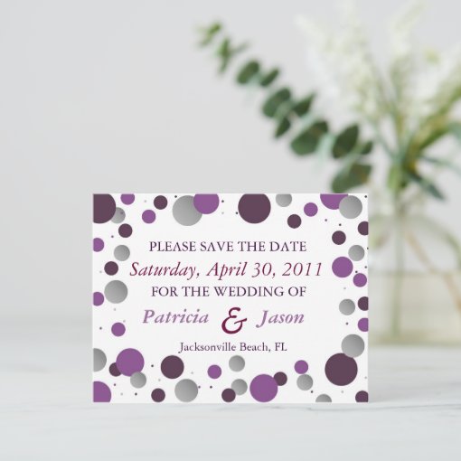 Purple & Silver Save the Date Postcard | Zazzle