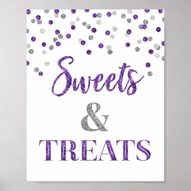 Purple Silver Sweets & Treats Dessert Table Poster | Zazzle