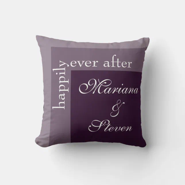 Purple Simple Modern Chic Script Wedding Throw Pillow | Zazzle