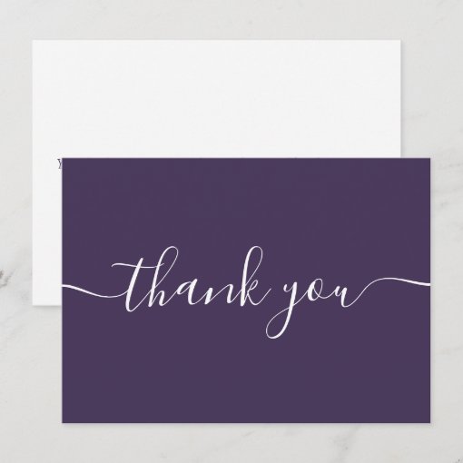 Purple Simple Modern Elegant Script Thank You Card | Zazzle