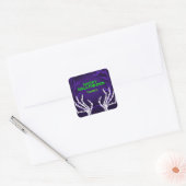 Purple Skeleton Hands Square Sticker | Zazzle