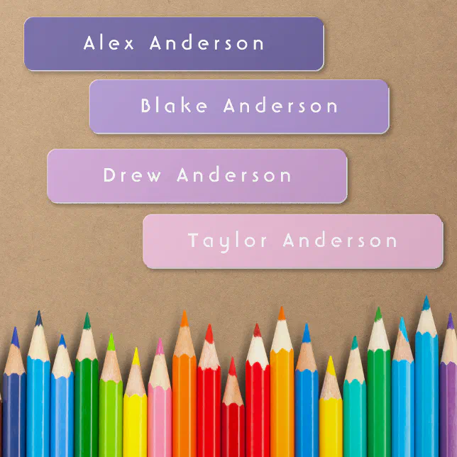 Purple Skinny Waterproof Adhesive Kid's Labels | Zazzle