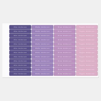 Purple Skinny Waterproof Adhesive Kid's Labels | Zazzle