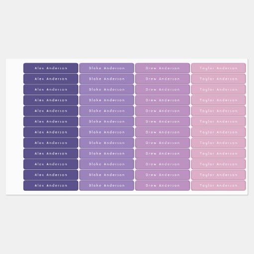 Purple Skinny Waterproof Adhesive Kid's Labels | Zazzle