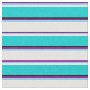 Turquoise and Purple Colored Stripes Pattern Fabric | Zazzle