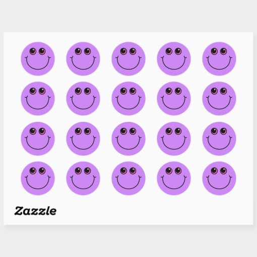 Purple Smiling Emoji Face Classic Round Sticker | Zazzle