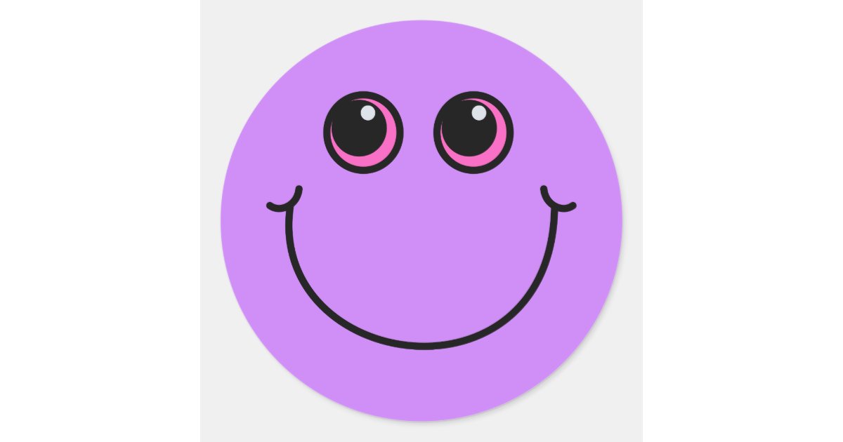 Purple Smiling Emoji Face Classic Round Sticker | Zazzle