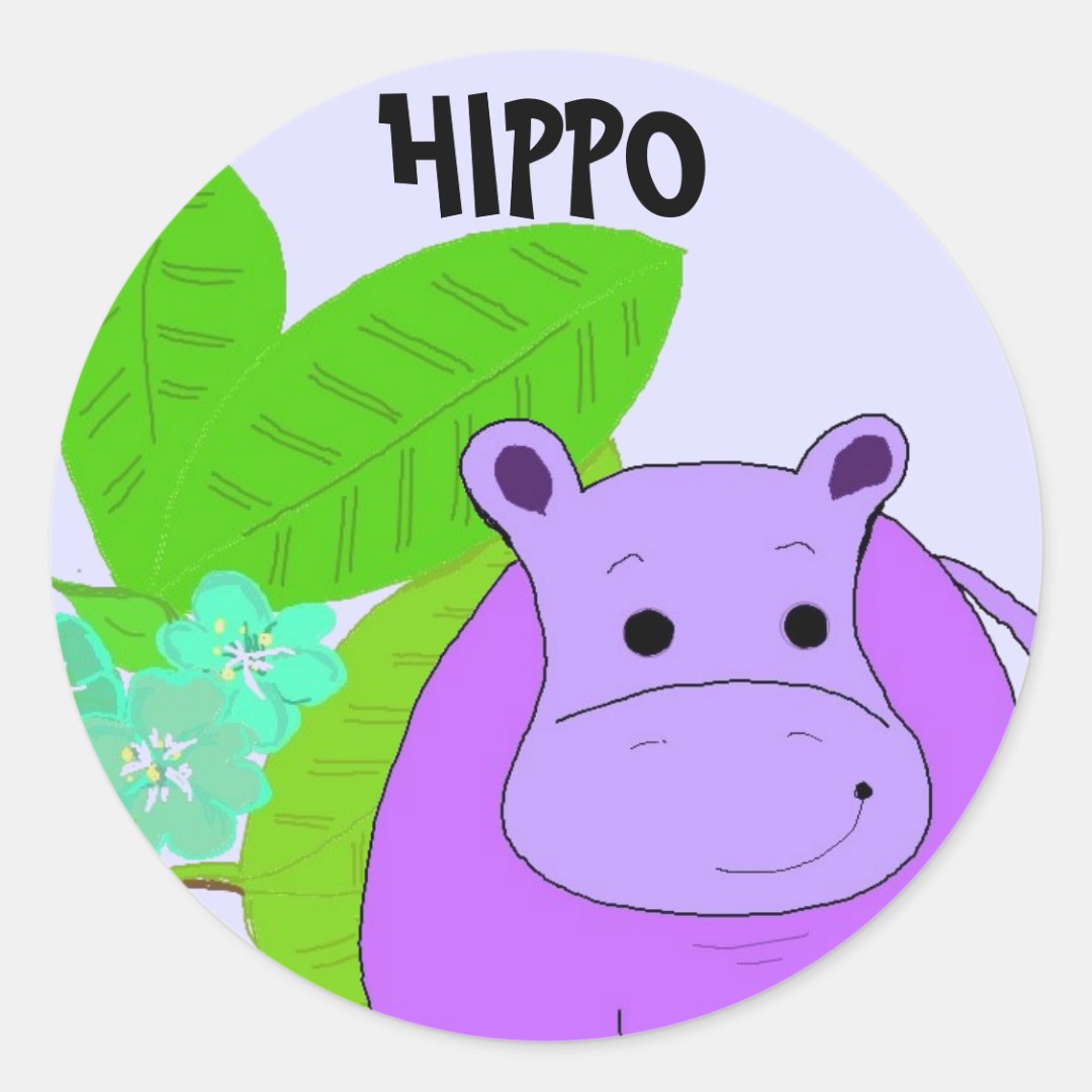 Purple Smiling Hippo Classic Round Sticker | Zazzle