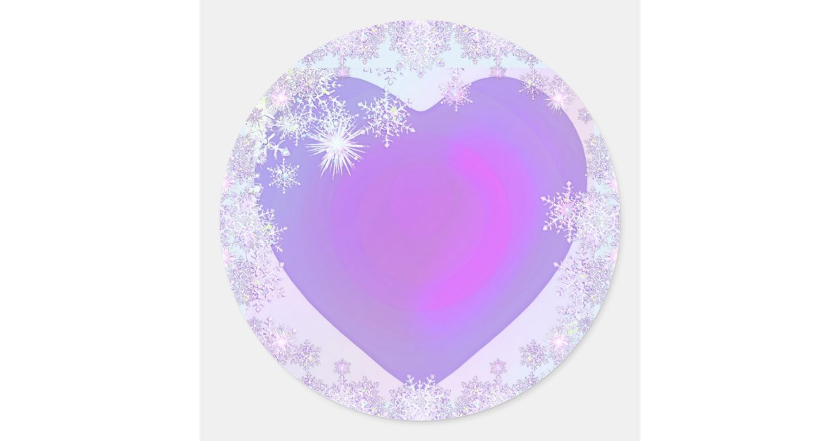Purple Snowflake Classic Round Sticker | Zazzle