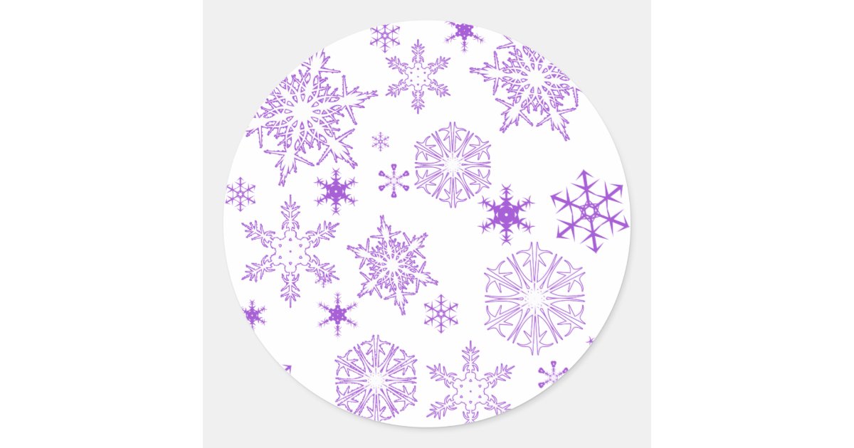 purple snowflakes classic round sticker | Zazzle