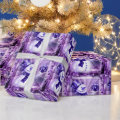 Purple Snowman in Winter Scene Wrapping Paper | Zazzle