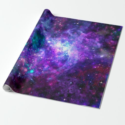 Purple Space Galaxy Cosmic Spacey Teal Pink Sky Wrapping Paper | Zazzle