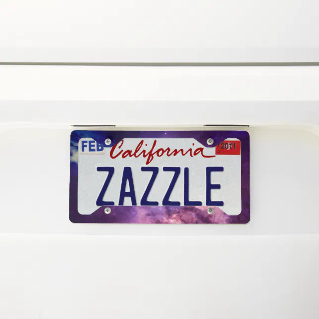 Purple space license plate frame | Zazzle