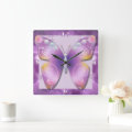 Purple Sparkle Butterfly Clock | Zazzle