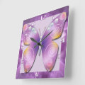 Purple Sparkle Butterfly Clock | Zazzle