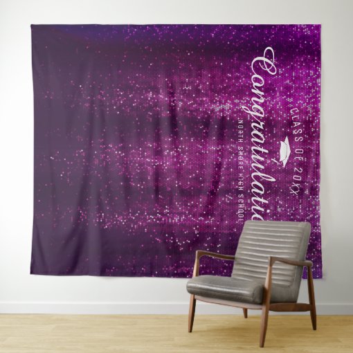 Purple Sparkle Graduation Photo Booth Backdrop | Zazzle