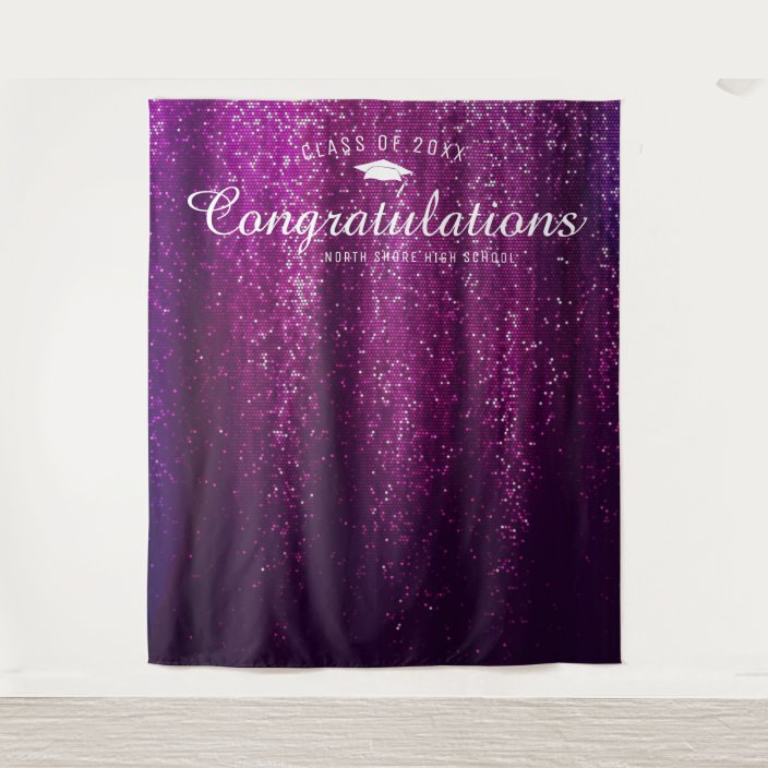 Purple Sparkle Graduation Photo Booth Backdrop | Zazzle.com