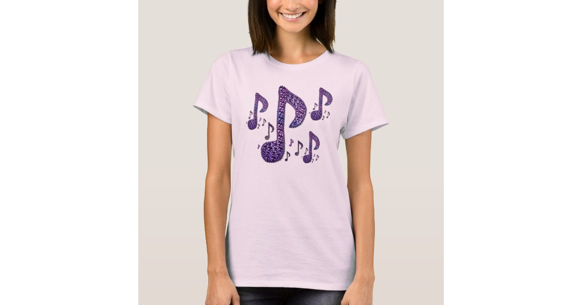 Purple Sparkle Music Notes T-Shirt | Zazzle