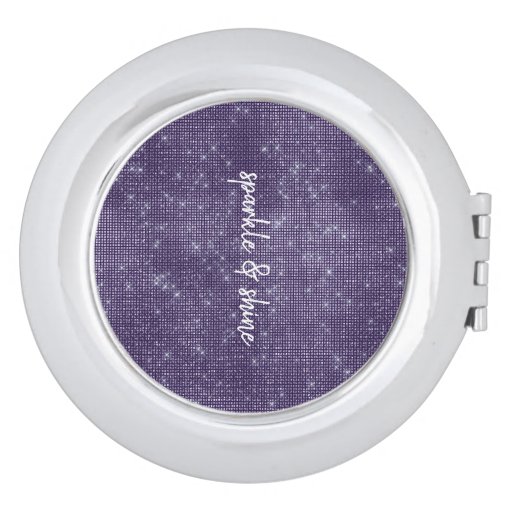 Purple Sparkle personalized Compact Mirror | Zazzle
