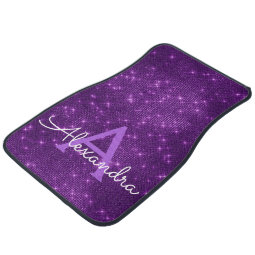 Purple Sparkle Shimmer Monogram Name Initial Car Floor Mat | Zazzle