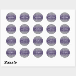 Purple Sparkle Silver Glitter Classic Round Sticker | Zazzle