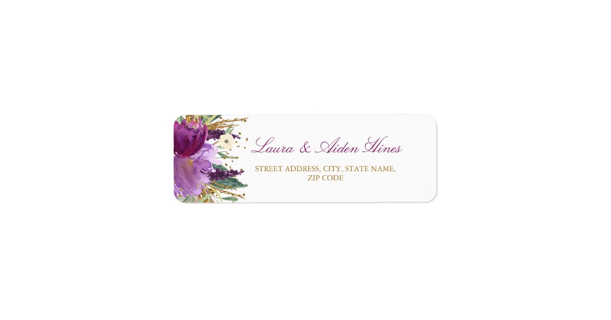 Purple Sparkling Amethyst Wedding Address Labels | Zazzle