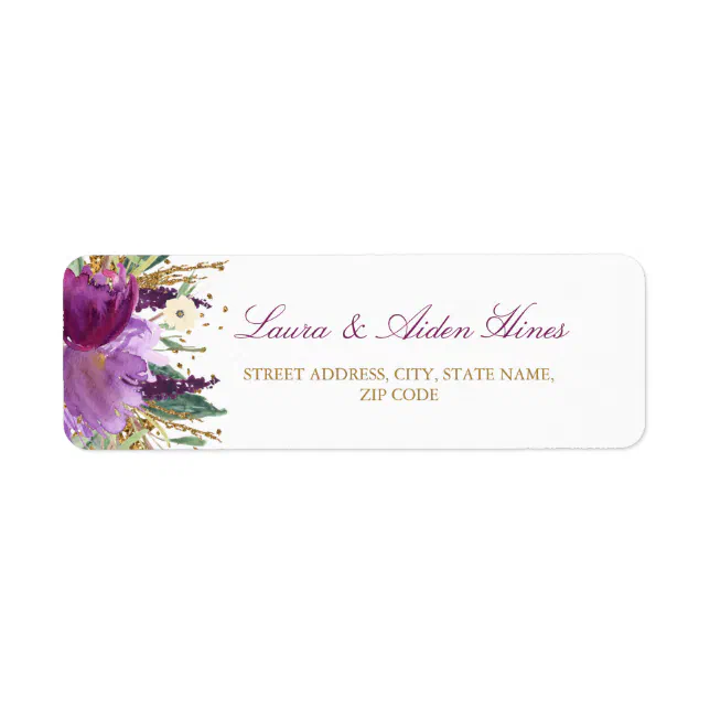 Purple Sparkling Amethyst Wedding Address Labels | Zazzle
