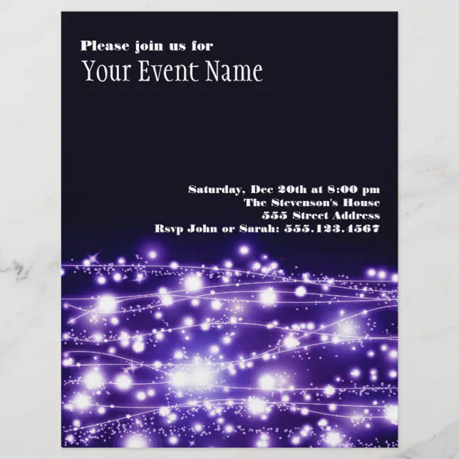 Purple Sparkling Stars Flyer | Zazzle