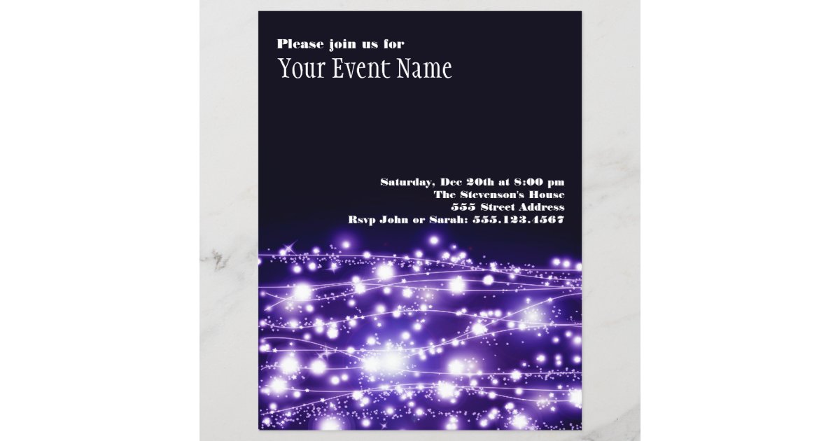 Purple Sparkling Stars Flyer | Zazzle