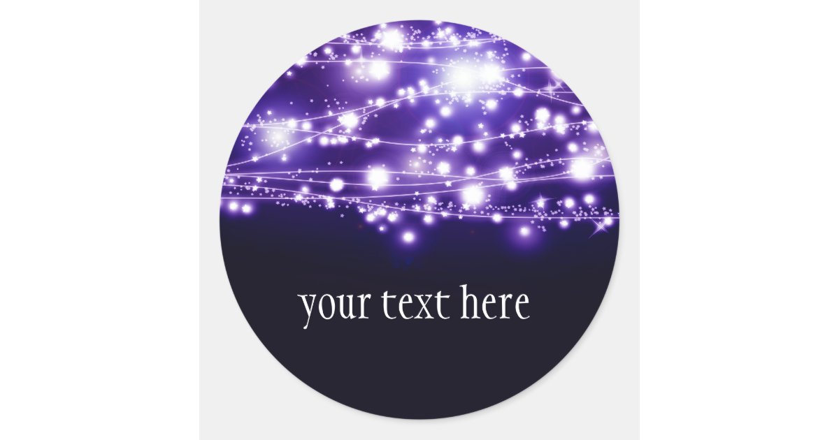 Purple Sparkling Stars Round Sticker | Zazzle