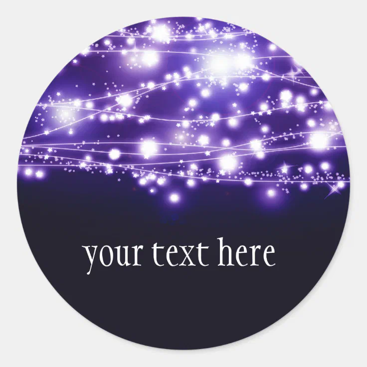 Purple Sparkling Stars Round Sticker | Zazzle