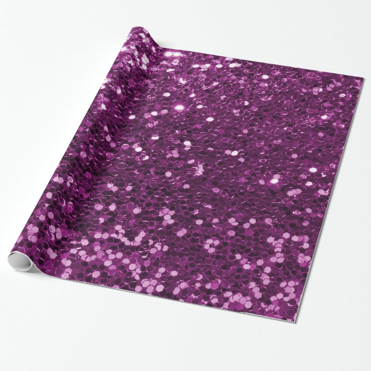 Purple Sparkly Faux Glitter Wrapping Paper | Zazzle