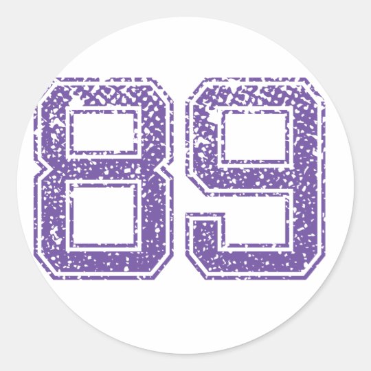 Purple Sports Jerzee Number 89.png Classic Round Sticker | Zazzle.com
