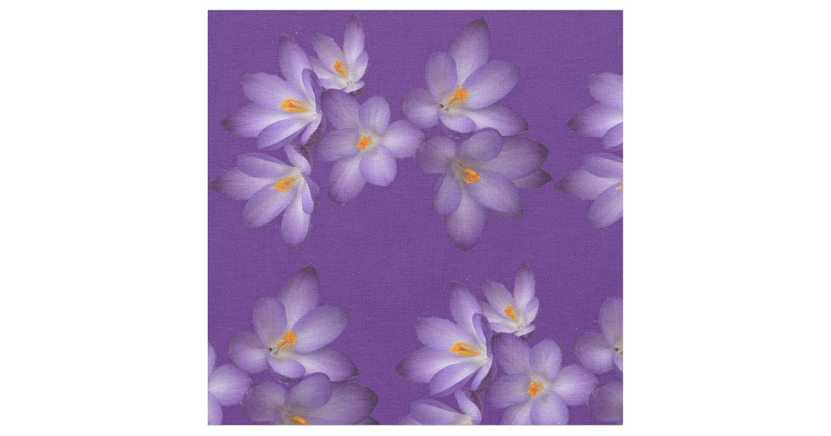Purple Spring Crocus Flower Fabric | Zazzle