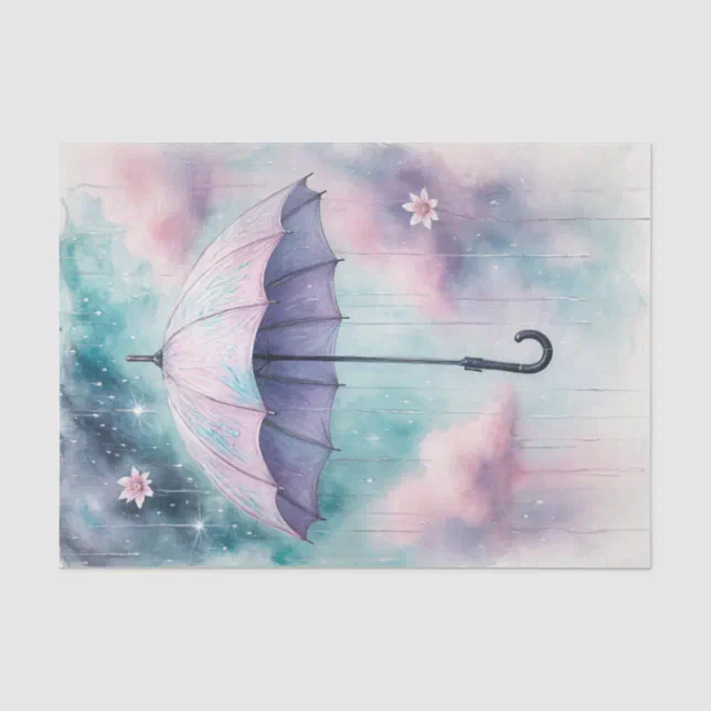 Purple Spring Umbrella April Showers Decoupage Tissue Paper | Zazzle
