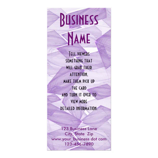 Purple Squares Artwork Template Rack Card | Zazzle
