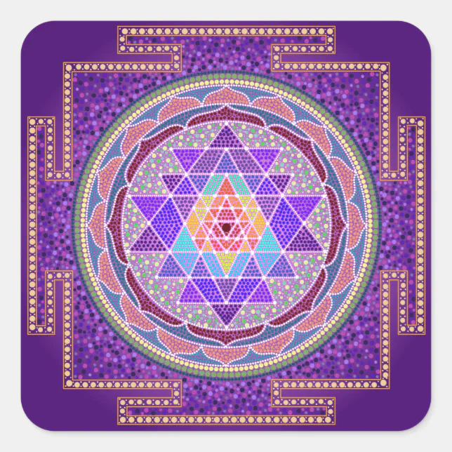 Purple Sri Yantra Square Sticker | Zazzle
