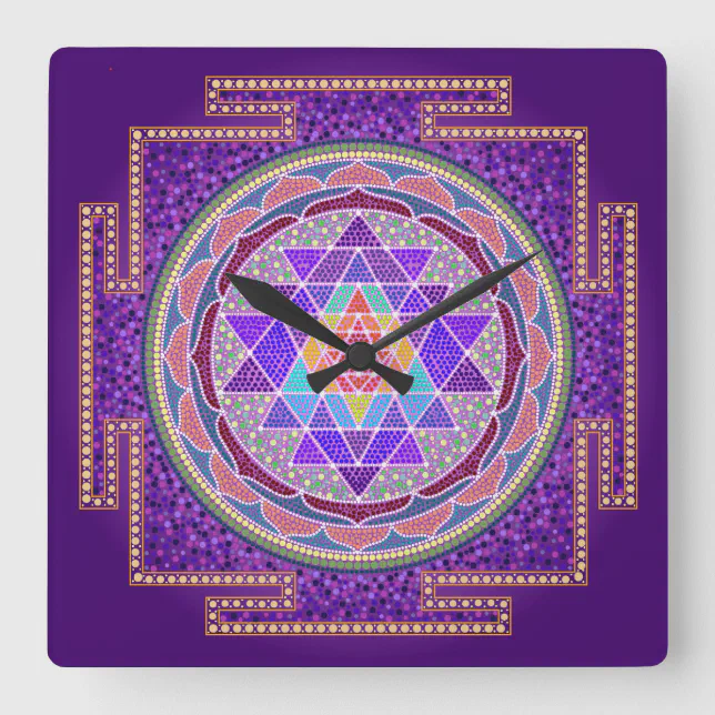 Purple Sri Yantra Wall Clock | Zazzle