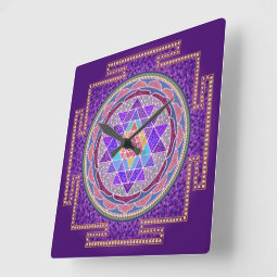Purple Sri Yantra Wall Clock | Zazzle