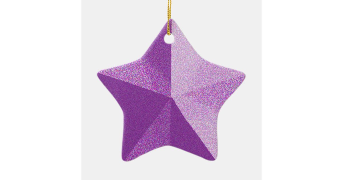 Purple Star Glitter look Ornament Template | Zazzle