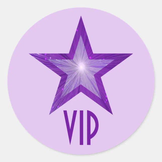 Purple Star VIP round sticker pale purple | Zazzle