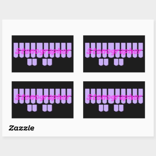 Purple Stenographer Steno Machine Keys Rectangular Sticker | Zazzle