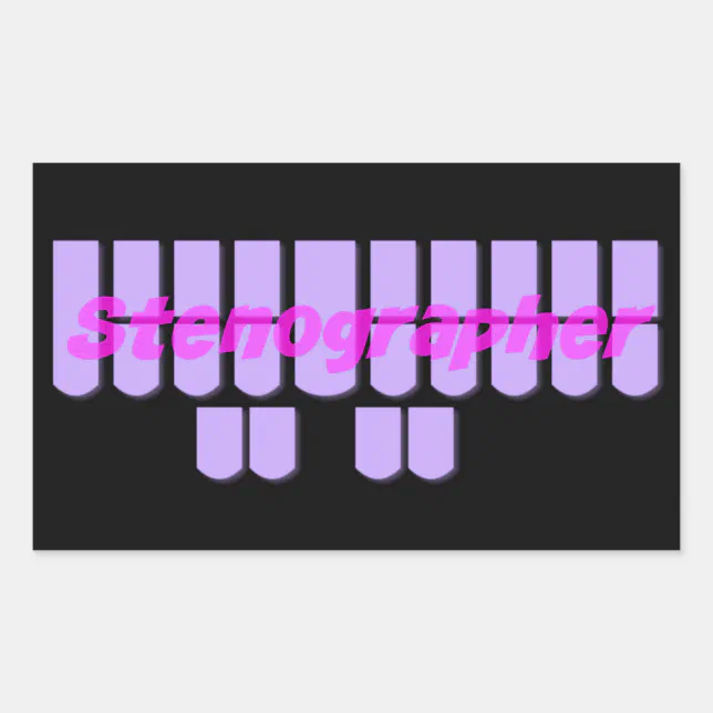 Purple Stenographer Steno Machine Keys Rectangular Sticker | Zazzle