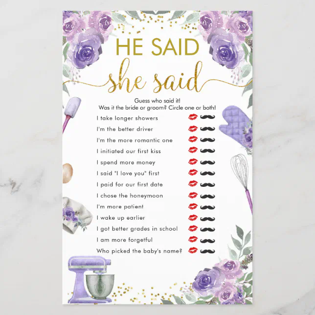 Purple Stock the Kitchen He Said She Said | Zazzle