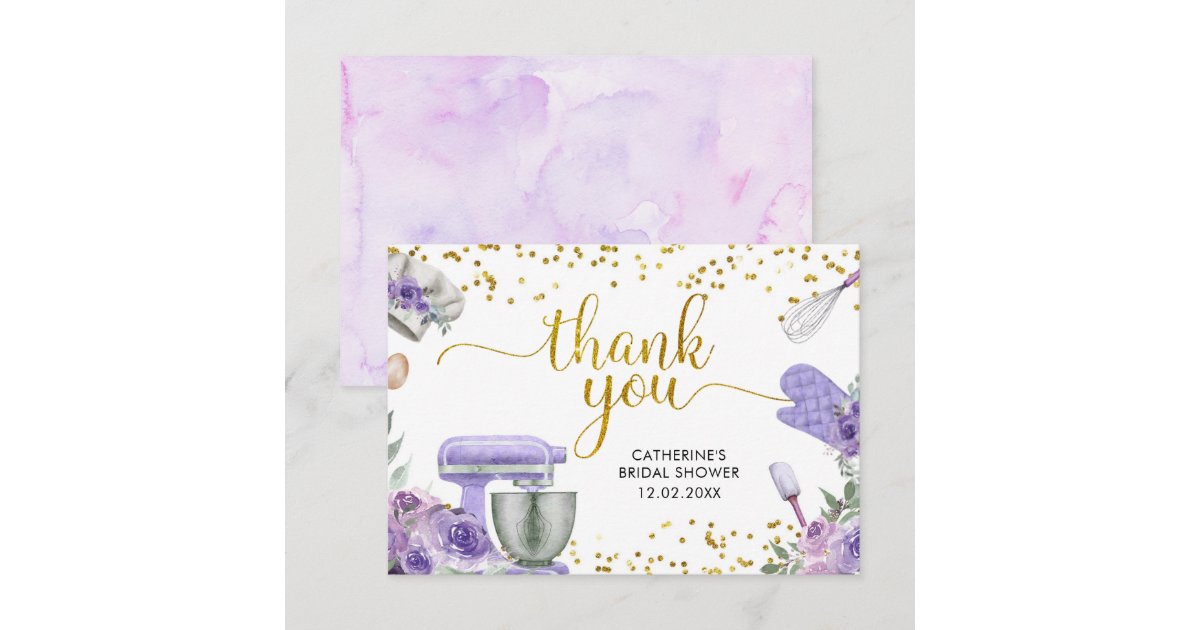 Purple Stock the Kitchen Thank You Card | Zazzle